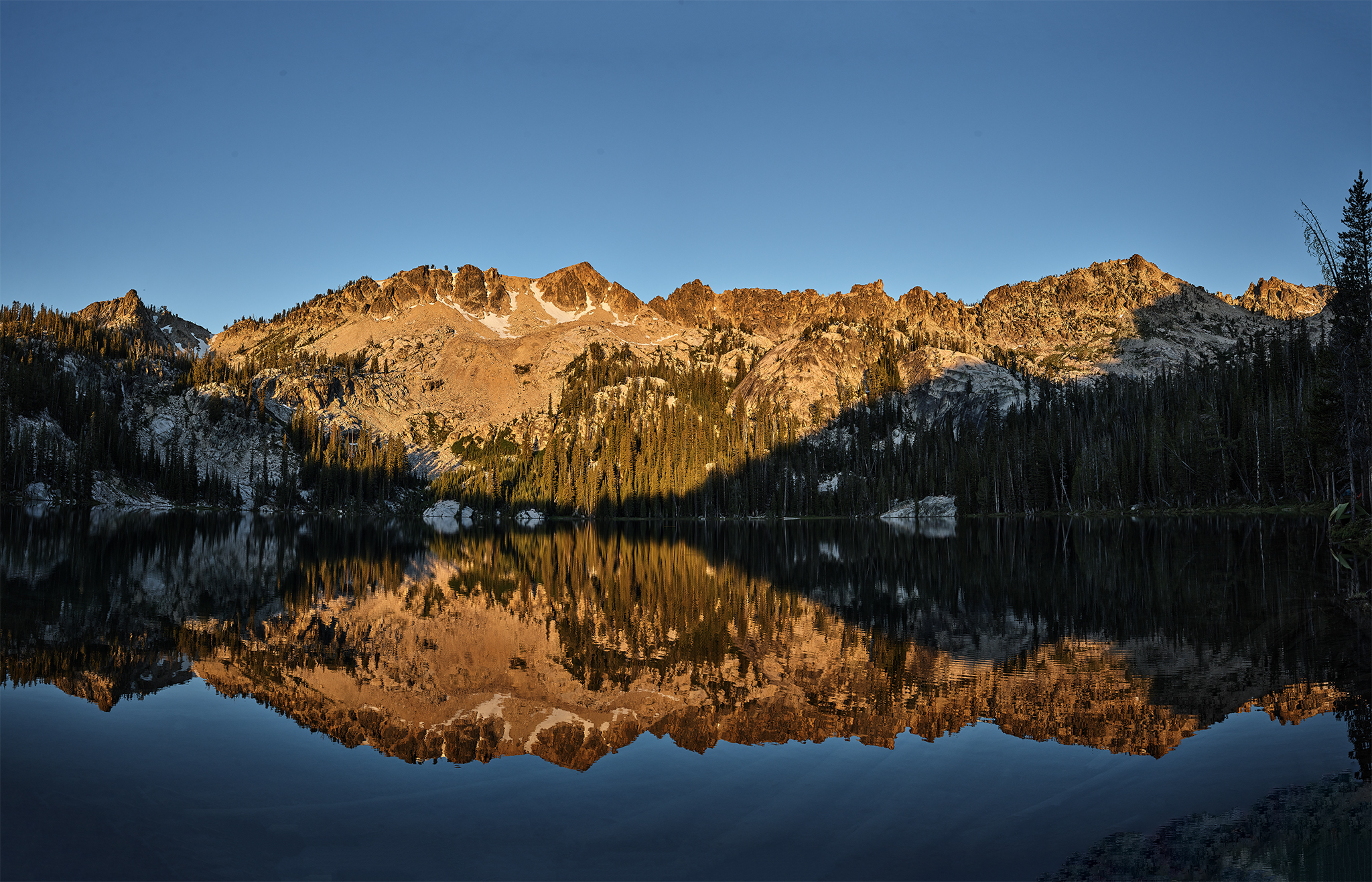 Sawtooths Dawn from Alpine Lake